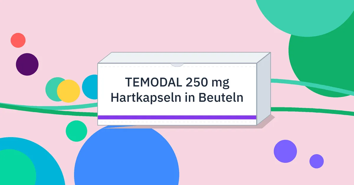 Symbolbild: Packung mit der Aufschrift TEMODAL 250 mg Hartkapseln in Beuteln (PZN 06140713) – Verfügbarkeit und Bezug in Apotheken in Frankfurt am Main