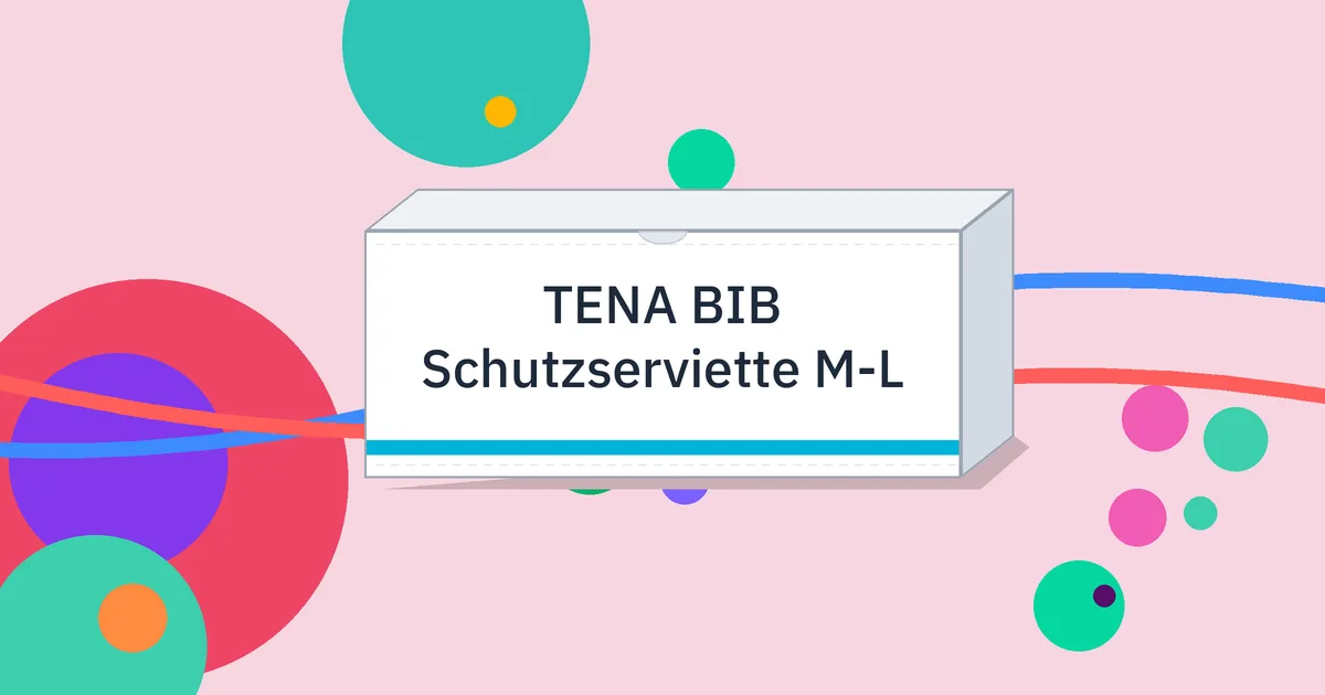 Symbolbild: Packung mit der Aufschrift TENA BIB Schutzserviette M-L (PZN 01828416) – Verfügbarkeit und Bezug in Apotheken in Frankfurt am Main