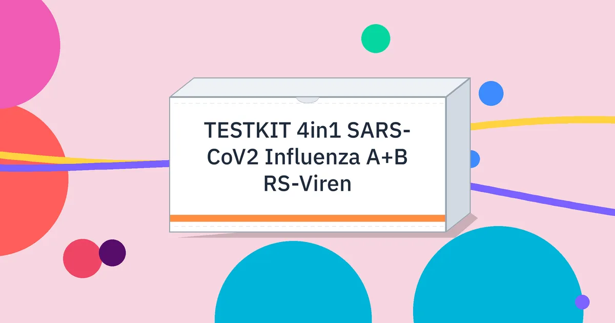 Symbolbild: Packung mit der Aufschrift TESTKIT 4in1 SARS-CoV2 Influenza A+B RS-Viren (PZN 19482852) – Verfügbarkeit und Bezug in Apotheken in Frankfurt am Main