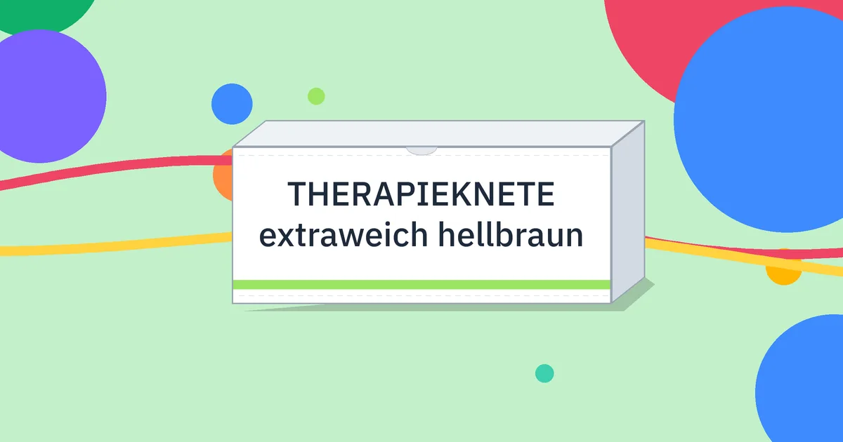 Symbolbild: Packung mit der Aufschrift THERAPIEKNETE extraweich hellbraun (PZN 13700555) – Verfügbarkeit und Bezug in Apotheken in Frankfurt am Main
