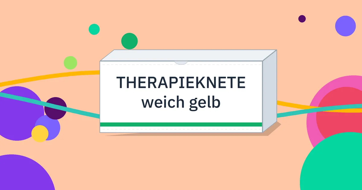 Symbolbild: Packung mit der Aufschrift THERAPIEKNETE weich gelb (PZN 15658780) – Verfügbarkeit und Bezug in Apotheken in Frankfurt am Main