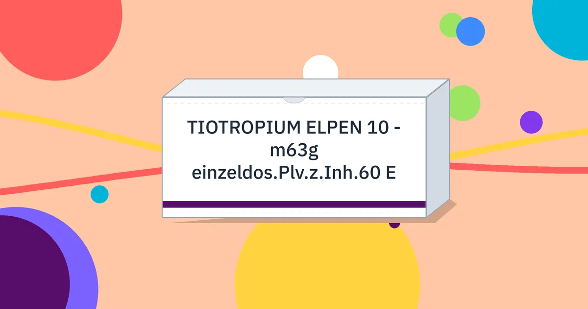 Symbolbild: Packung mit der Aufschrift TIOTROPIUM ELPEN 10 -m63g einzeldos.Plv.z.Inh.60 E (PZN 18441696) – Verfügbarkeit und Bezug in Apotheken in Frankfurt am Main
