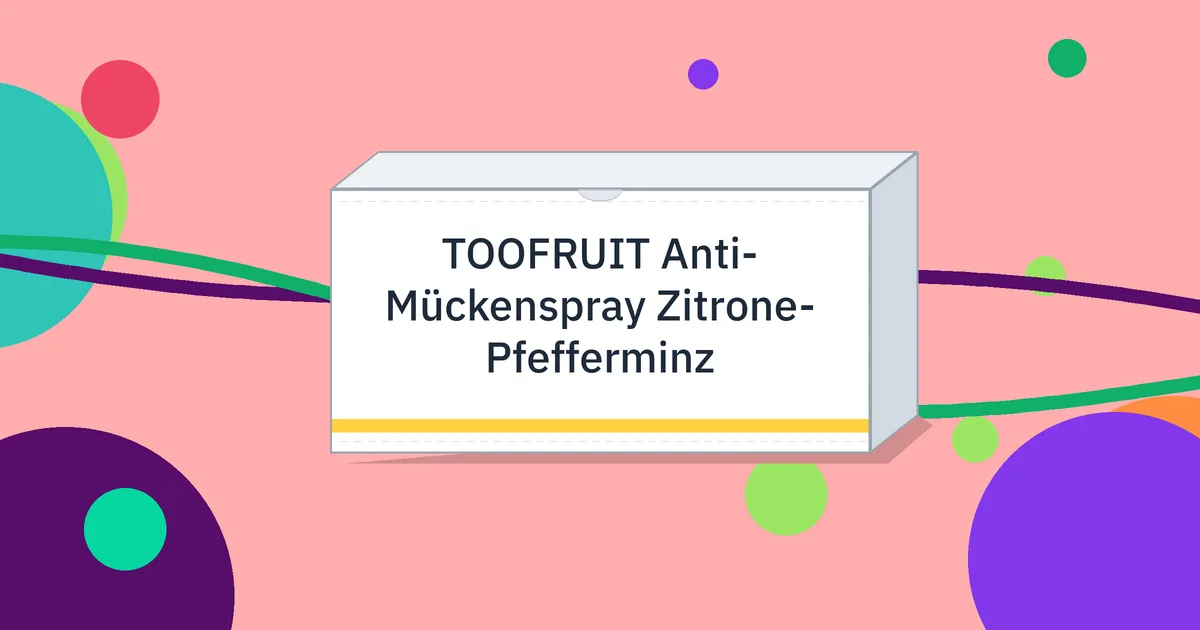 Symbolbild: Packung mit der Aufschrift TOOFRUIT Anti-Mückenspray Zitrone-Pfefferminz (PZN 19387728) – Verfügbarkeit und Bezug in Apotheken in Frankfurt am Main