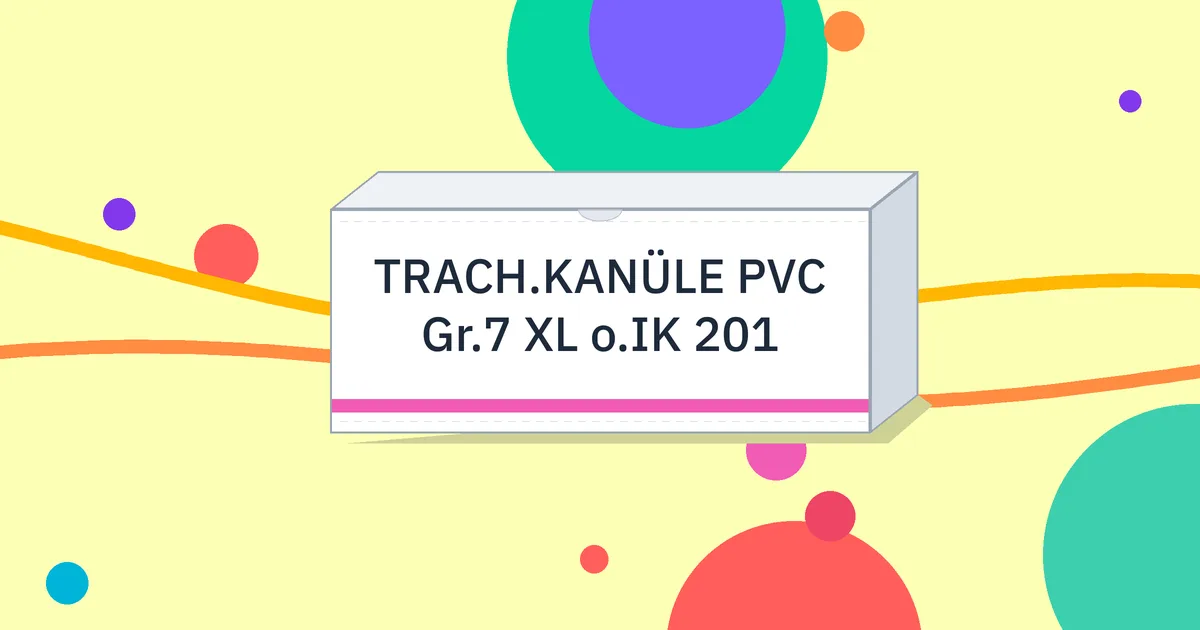 Symbolbild: Packung mit der Aufschrift TRACH.KANÜLE PVC Gr.7 XL o.IK 201 (PZN 06995202) – Verfügbarkeit und Bezug in Apotheken in Frankfurt am Main