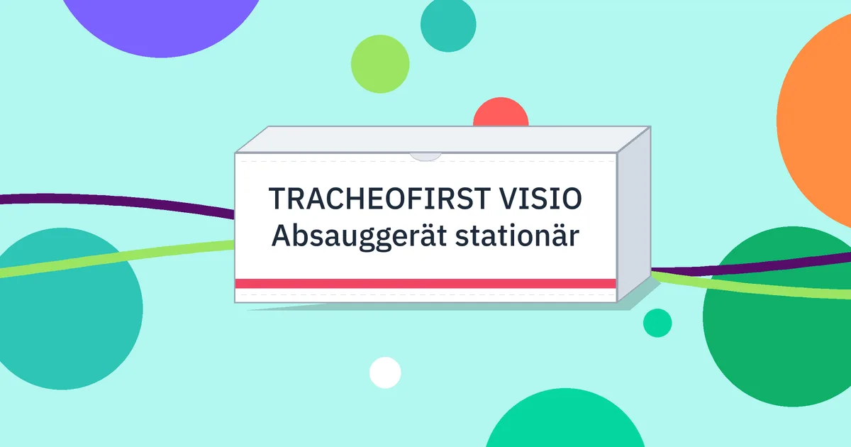 Symbolbild: Packung mit der Aufschrift TRACHEOFIRST VISIO Absauggerät stationär (PZN 20693844) – Verfügbarkeit und Bezug in Apotheken in Frankfurt am Main