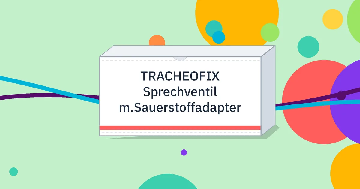 Symbolbild: Packung mit der Aufschrift TRACHEOFIX Sprechventil m.Sauerstoffadapter (PZN 04164951) – Verfügbarkeit und Bezug in Apotheken in Frankfurt am Main