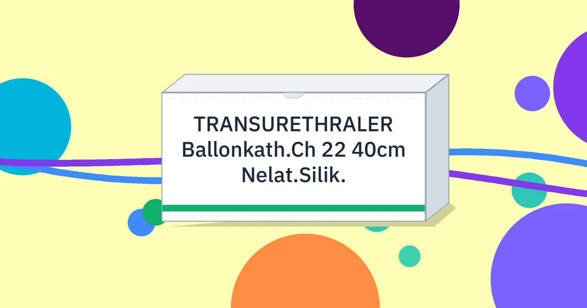 Symbolbild: Packung mit der Aufschrift TRANSURETHRALER Ballonkath.Ch 22 40cm Nelat.Silik. (PZN 01150434) – Verfügbarkeit und Bezug in Apotheken in Frankfurt am Main