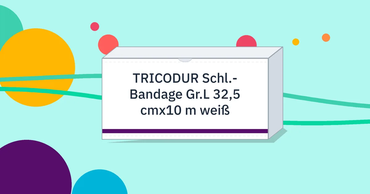 Symbolbild: Packung mit der Aufschrift TRICODUR Schl.-Bandage Gr.L 32,5 cmx10 m weiß (PZN 11184888) – Verfügbarkeit und Bezug in Apotheken in Frankfurt am Main