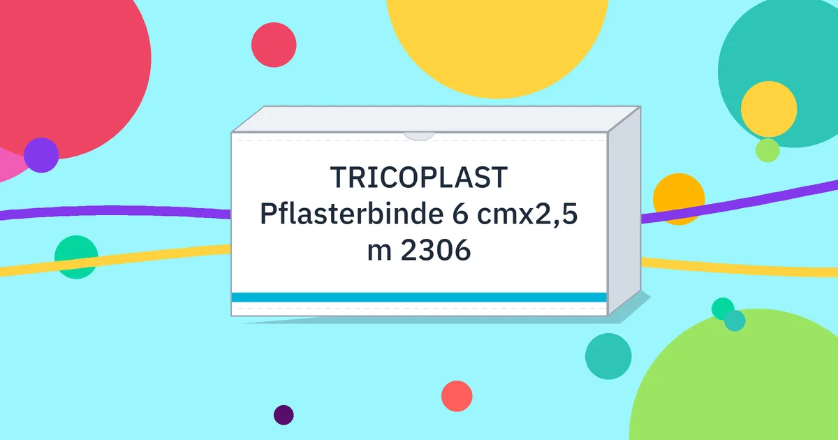 Symbolbild: Packung mit der Aufschrift TRICOPLAST Pflasterbinde 6 cmx2,5 m 2306 (PZN 01414548) – Verfügbarkeit und Bezug in Apotheken in Frankfurt am Main