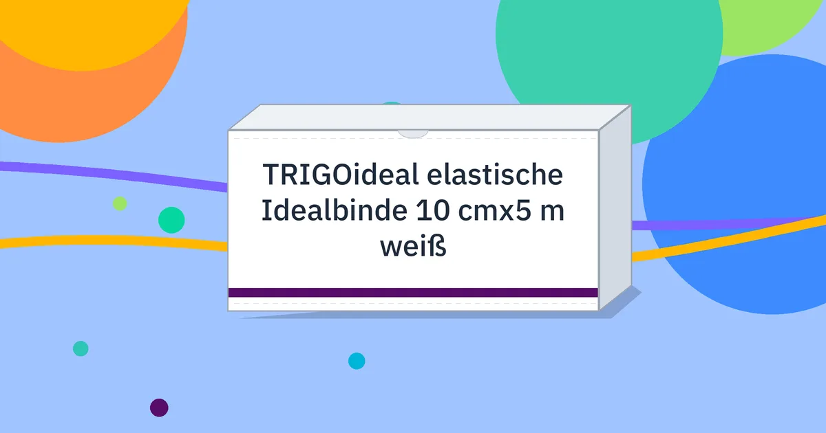 Symbolbild: Packung mit der Aufschrift TRIGOideal elastische Idealbinde 10 cmx5 m weiß (PZN 09945245) – Verfügbarkeit und Bezug in Apotheken in Frankfurt am Main