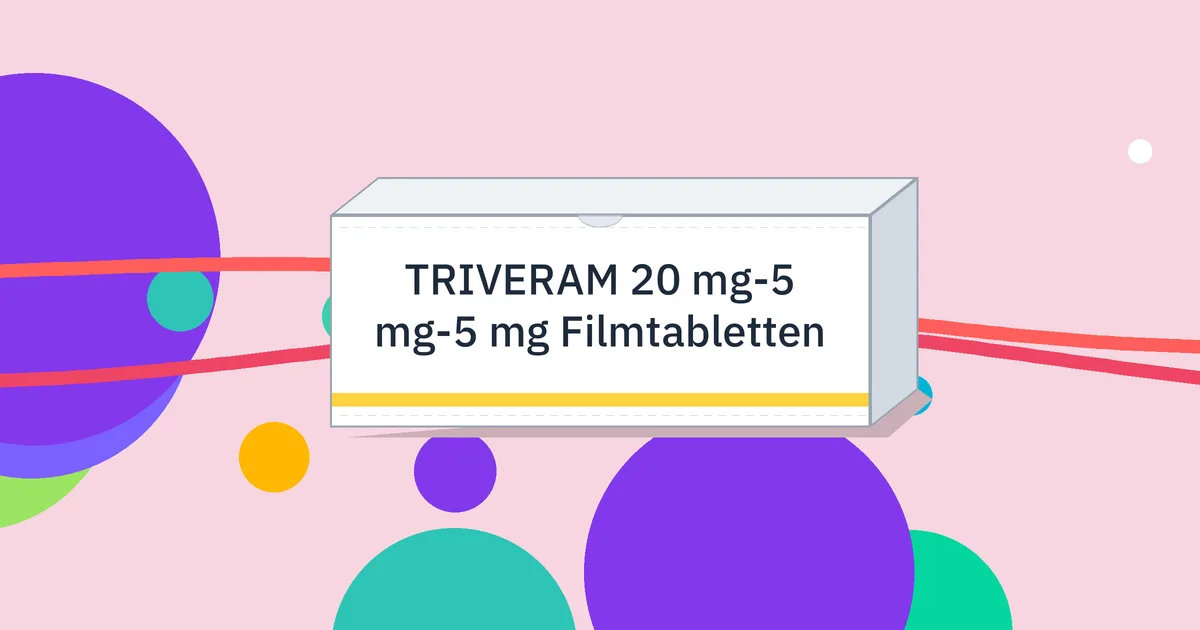 Symbolbild: Packung mit der Aufschrift TRIVERAM 20 mg-5 mg-5 mg Filmtabletten (PZN 18245423) – Verfügbarkeit und Bezug in Apotheken in Frankfurt am Main