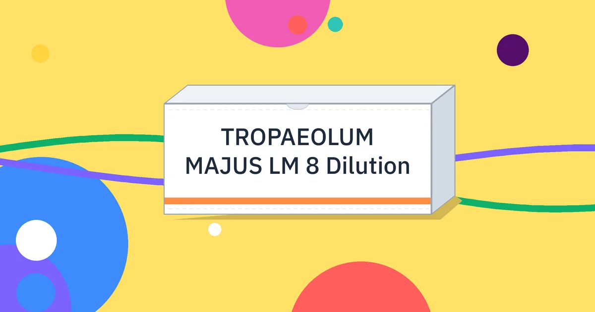 Symbolbild: Packung mit der Aufschrift TROPAEOLUM MAJUS LM 8 Dilution (PZN 13252967) – Verfügbarkeit und Bezug in Apotheken in Frankfurt am Main