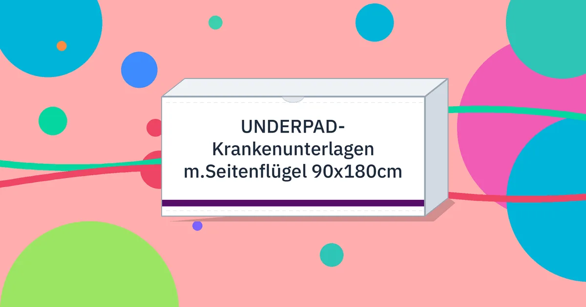 Symbolbild: Packung mit der Aufschrift UNDERPAD-Krankenunterlagen m.Seitenflügel 90x180cm (PZN 15657585) – Verfügbarkeit und Bezug in Apotheken in Frankfurt am Main