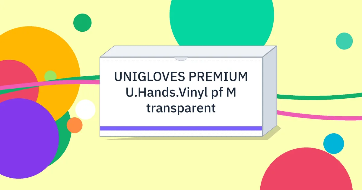 Symbolbild: Packung mit der Aufschrift UNIGLOVES PREMIUM U.Hands.Vinyl pf M transparent (PZN 18101090) – Verfügbarkeit und Bezug in Apotheken in Frankfurt am Main