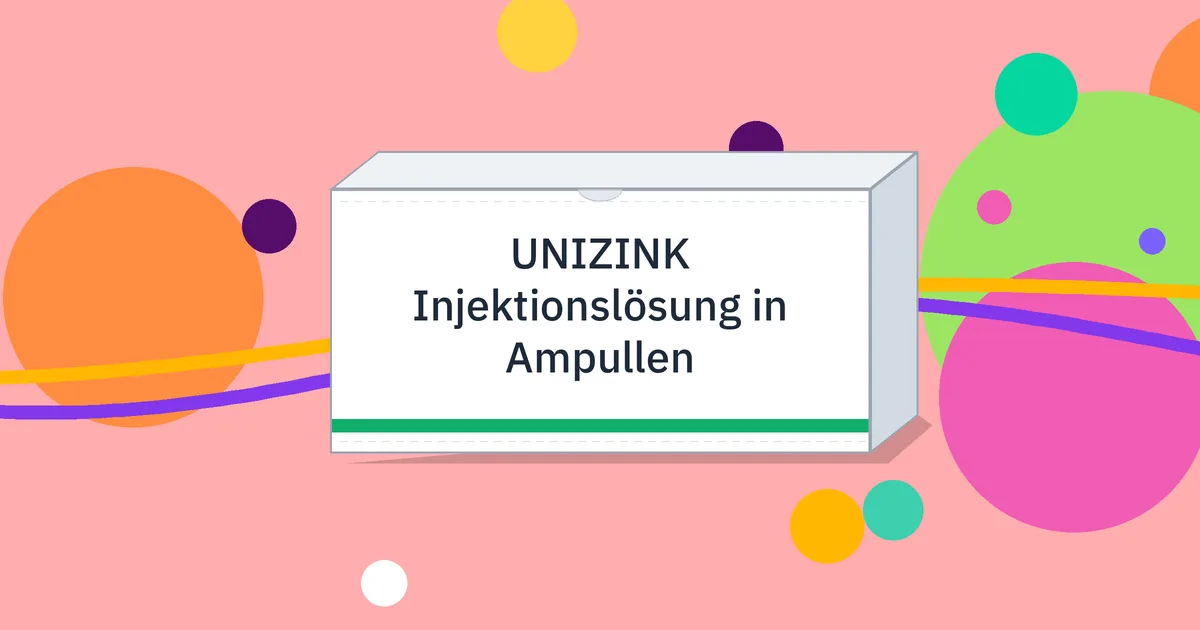 Symbolbild: Packung mit der Aufschrift UNIZINK Injektionslösung in Ampullen (PZN 02647125) – Verfügbarkeit und Bezug in Apotheken in Frankfurt am Main