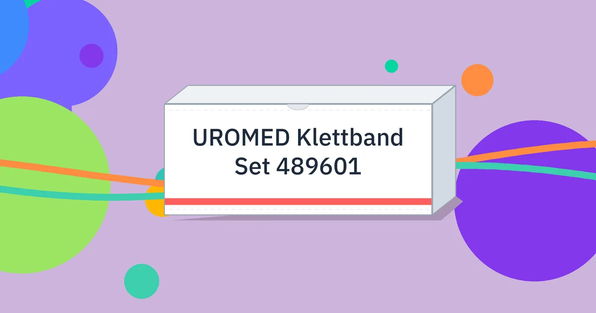 Symbolbild: Packung mit der Aufschrift UROMED Klettband Set 489601 (PZN 03548974) – Verfügbarkeit und Bezug in Apotheken in Frankfurt am Main