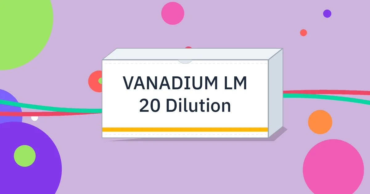Symbolbild: Packung mit der Aufschrift VANADIUM LM 20 Dilution (PZN 13262753) – Verfügbarkeit und Bezug in Apotheken in Frankfurt am Main
