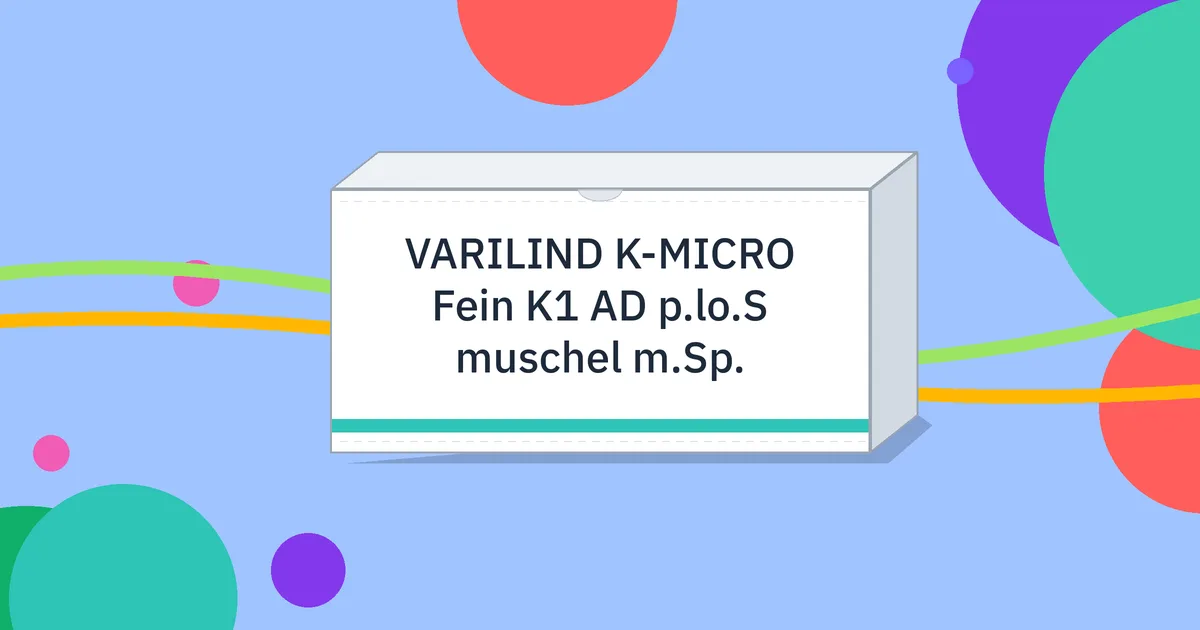 Symbolbild: Packung mit der Aufschrift VARILIND K-MICRO Fein K1 AD p.lo.S muschel m.Sp. (PZN 20558224) – Verfügbarkeit und Bezug in Apotheken in Frankfurt am Main