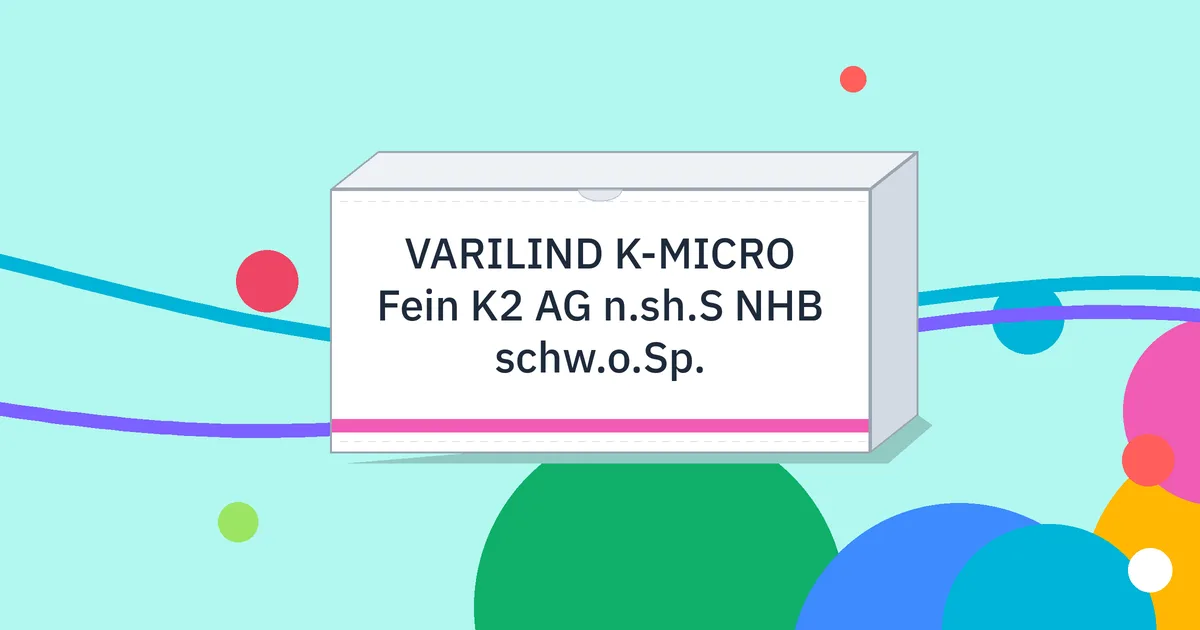 Symbolbild: Packung mit der Aufschrift VARILIND K-MICRO Fein K2 AG n.sh.S NHB schw.o.Sp. (PZN 20556685) – Verfügbarkeit und Bezug in Apotheken in Frankfurt am Main
