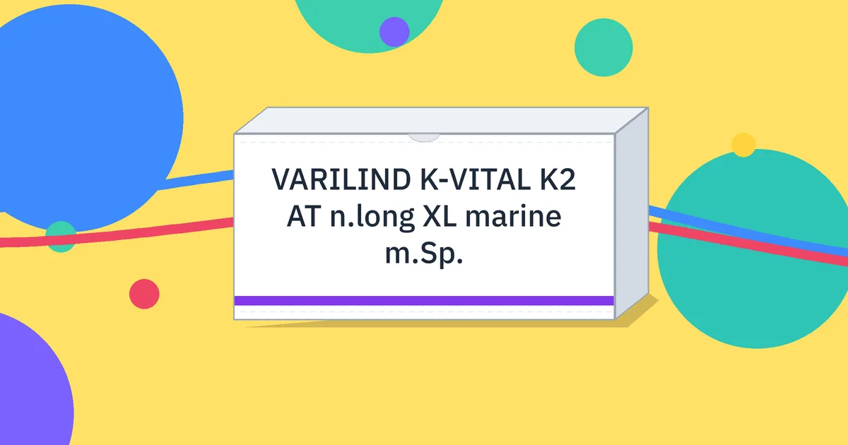 Symbolbild: Packung mit der Aufschrift VARILIND K-VITAL K2 AT n.long XL marine m.Sp. (PZN 20561568) – Verfügbarkeit und Bezug in Apotheken in Frankfurt am Main