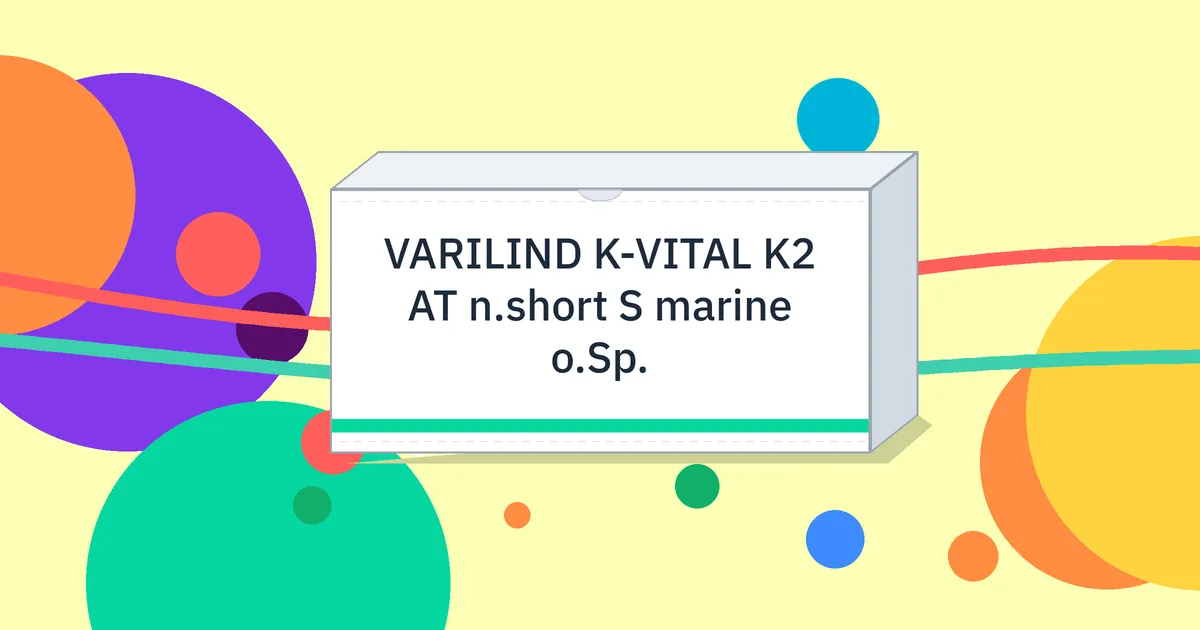 Symbolbild: Packung mit der Aufschrift VARILIND K-VITAL K2 AT n.short S marine o.Sp. (PZN 20561692) – Verfügbarkeit und Bezug in Apotheken in Frankfurt am Main