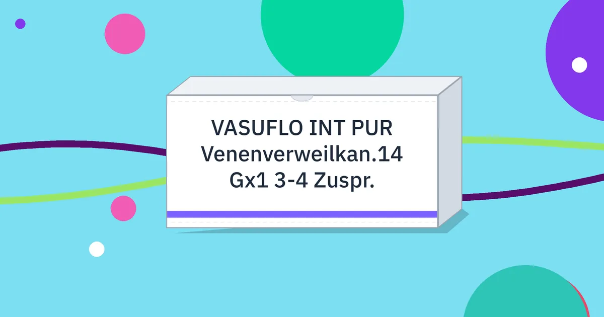 Symbolbild: Packung mit der Aufschrift VASUFLO INT PUR Venenverweilkan.14 Gx1 3-4 Zuspr. (PZN 18387146) – Verfügbarkeit und Bezug in Apotheken in Frankfurt am Main