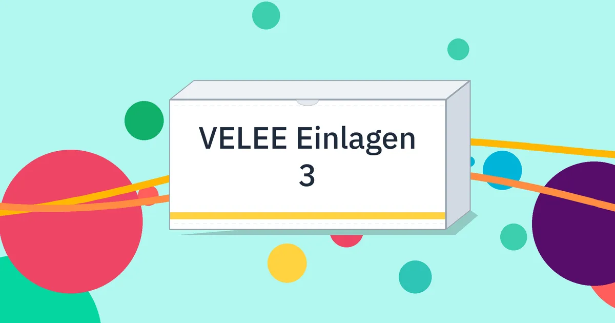 Symbolbild: Packung mit der Aufschrift VELEE Einlagen 3 (PZN 20340318) – Verfügbarkeit und Bezug in Apotheken in Frankfurt am Main