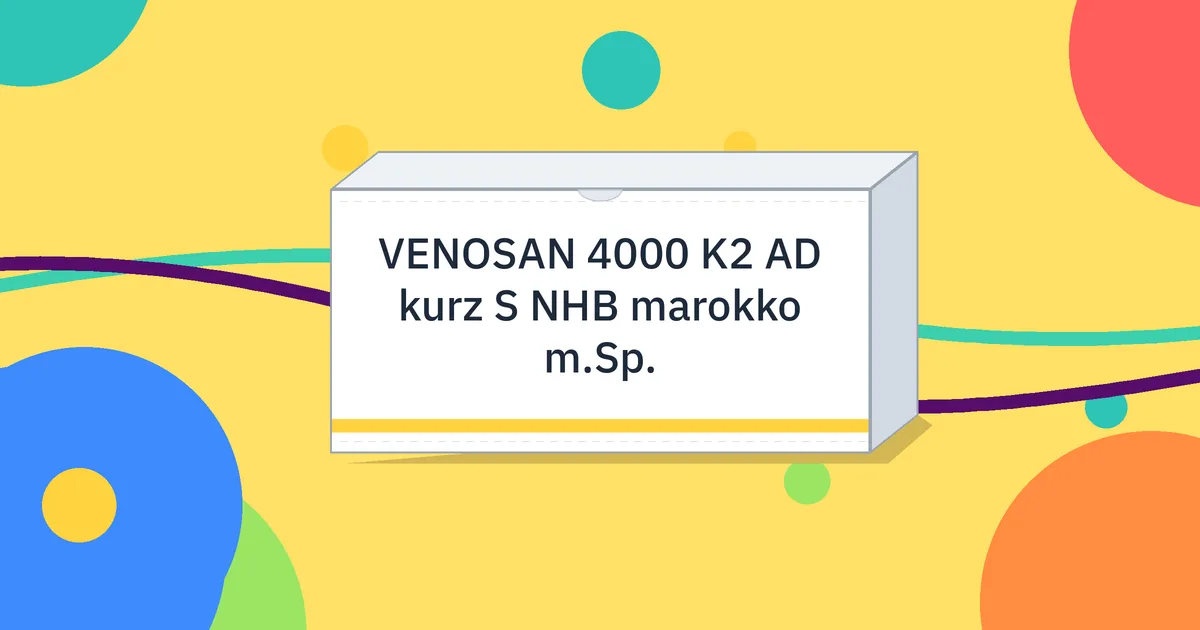Symbolbild: Packung mit der Aufschrift VENOSAN 4000 K2 AD kurz S NHB marokko m.Sp. (PZN 14425849) – Verfügbarkeit und Bezug in Apotheken in Frankfurt am Main