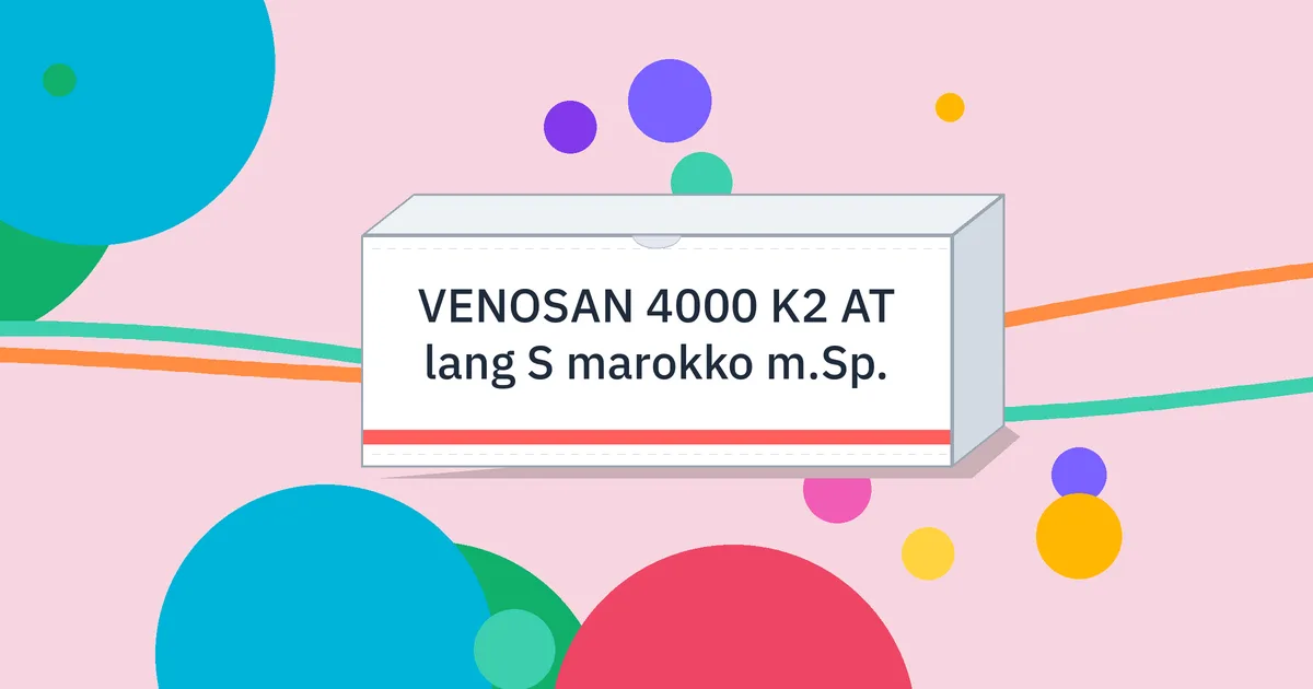 Symbolbild: Packung mit der Aufschrift VENOSAN 4000 K2 AT lang S marokko m.Sp. (PZN 14425884) – Verfügbarkeit und Bezug in Apotheken in Frankfurt am Main