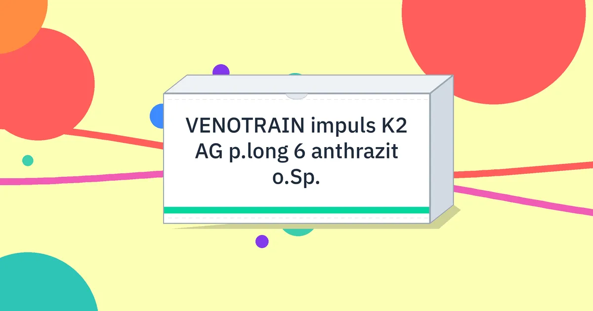 Symbolbild: Packung mit der Aufschrift VENOTRAIN impuls K2 AG p.long 6 anthrazit o.Sp. (PZN 15212819) – Verfügbarkeit und Bezug in Apotheken in Frankfurt am Main