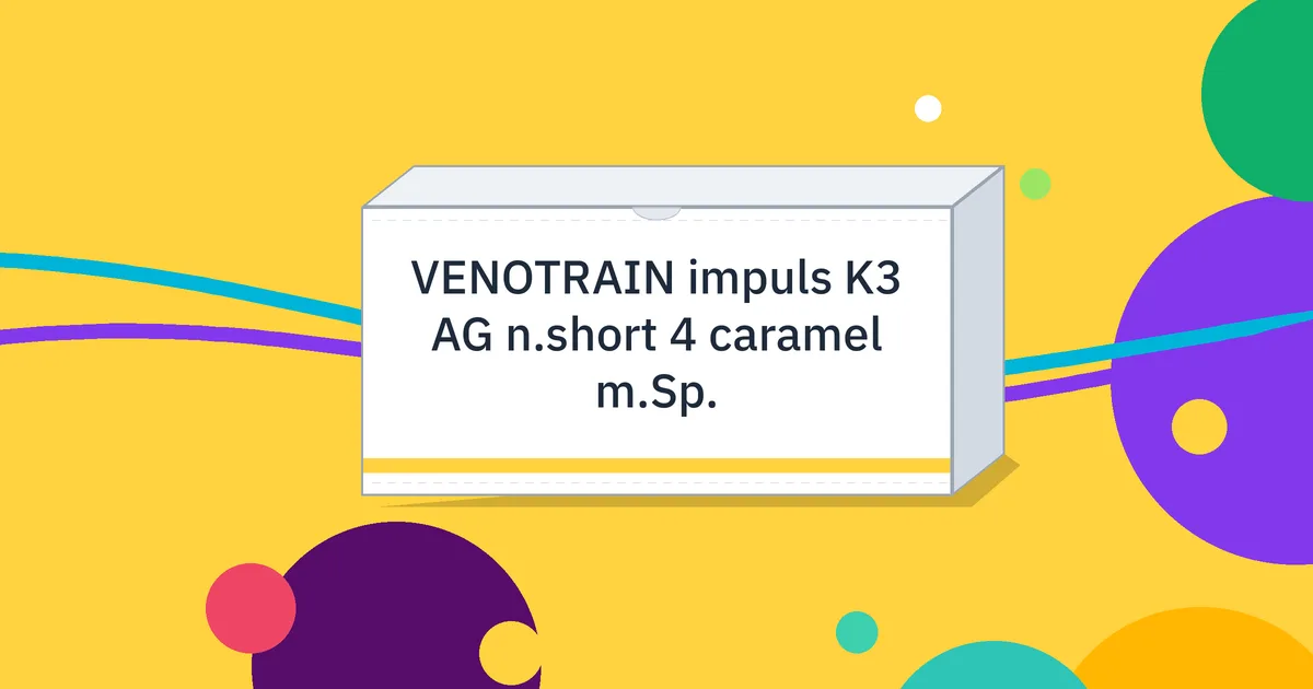 Symbolbild: Packung mit der Aufschrift VENOTRAIN impuls K3 AG n.short 4 caramel m.Sp. (PZN 00496484) – Verfügbarkeit und Bezug in Apotheken in Frankfurt am Main