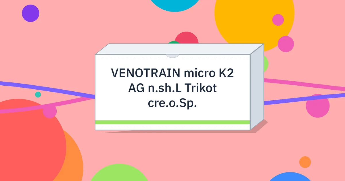 Symbolbild: Packung mit der Aufschrift VENOTRAIN micro K2 AG n.sh.L Trikot cre.o.Sp. (PZN 05712395) – Verfügbarkeit und Bezug in Apotheken in Frankfurt am Main