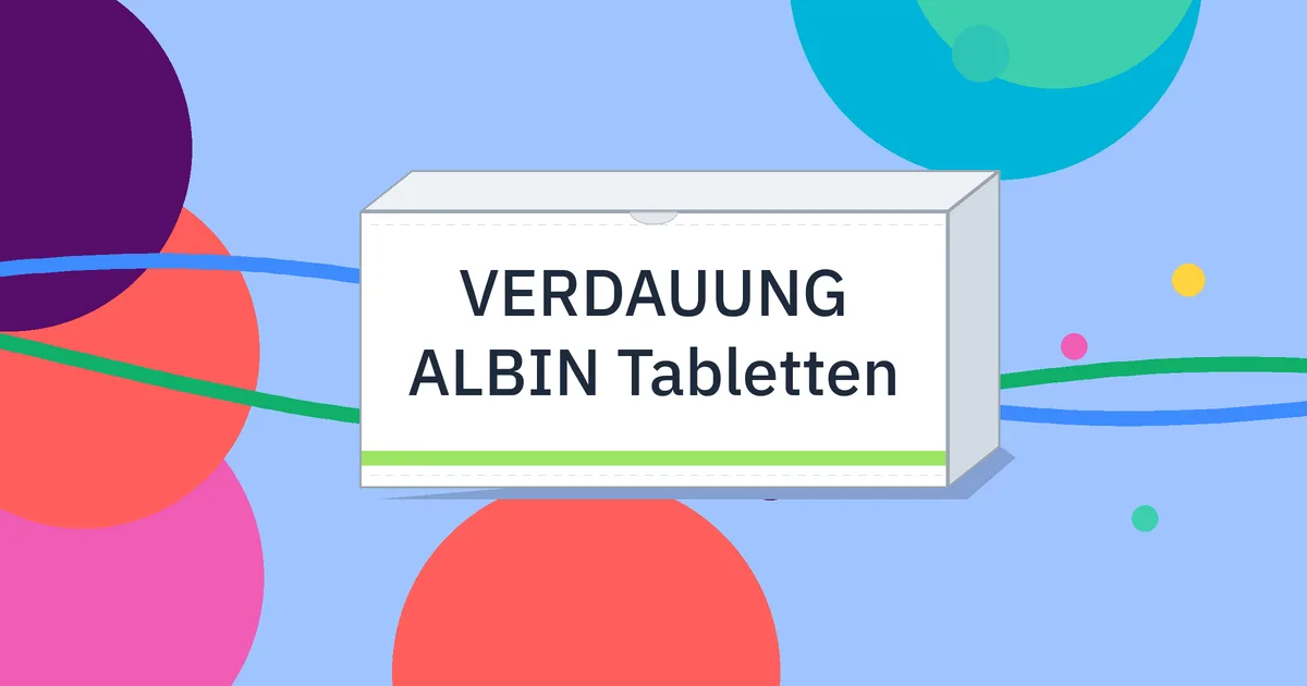 Symbolbild: Packung mit der Aufschrift VERDAUUNG ALBIN Tabletten (PZN 16868143) – Verfügbarkeit und Bezug in Apotheken in Frankfurt am Main