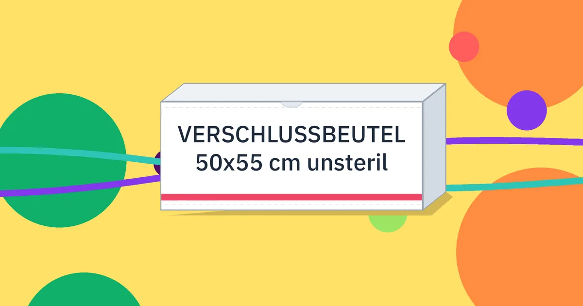 Symbolbild: Packung mit der Aufschrift VERSCHLUSSBEUTEL 50x55 cm unsteril (PZN 07601168) – Verfügbarkeit und Bezug in Apotheken in Frankfurt am Main