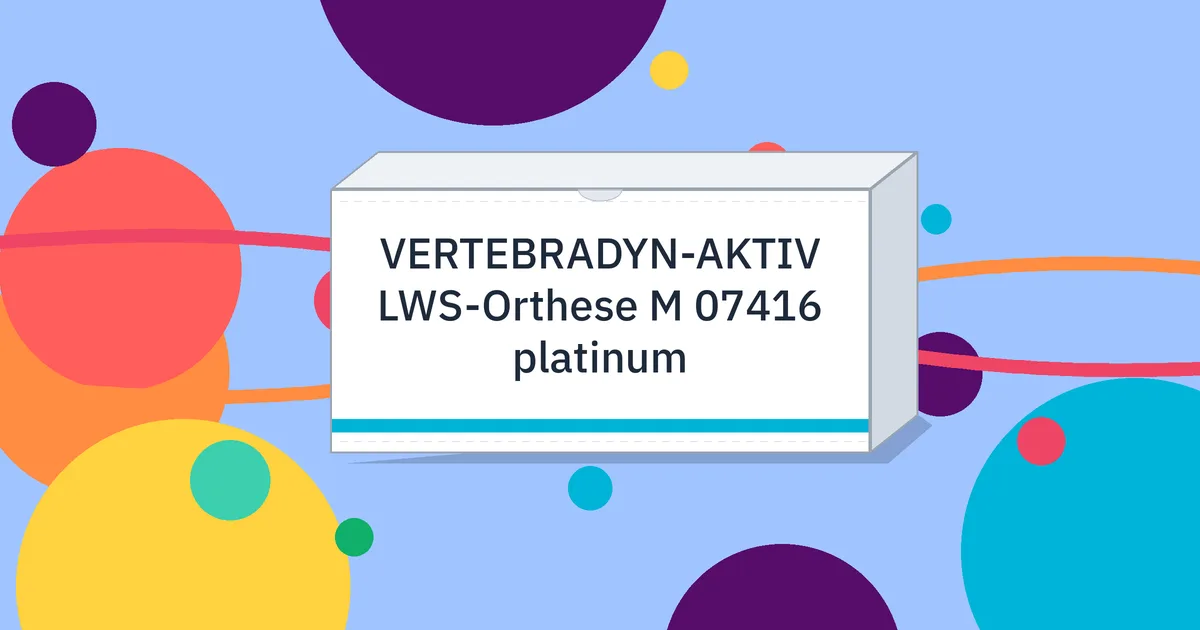 Symbolbild: Packung mit der Aufschrift VERTEBRADYN-AKTIV LWS-Orthese M 07416 platinum (PZN 05542987) – Verfügbarkeit und Bezug in Apotheken in Frankfurt am Main