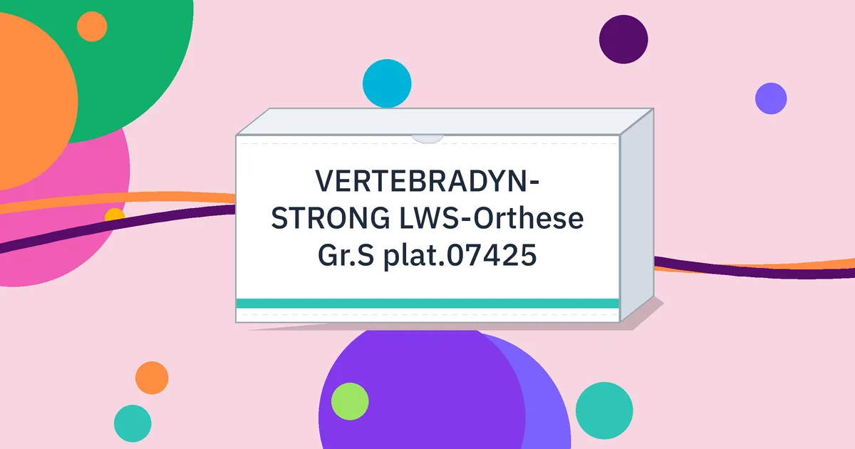 Symbolbild: Packung mit der Aufschrift VERTEBRADYN-STRONG LWS-Orthese Gr.S plat.07425 (PZN 06826824) – Verfügbarkeit und Bezug in Apotheken in Frankfurt am Main