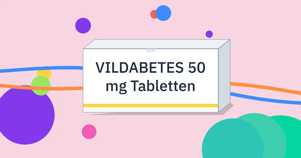 Symbolbild: Packung mit der Aufschrift VILDABETES 50 mg Tabletten (PZN 18112478) – Verfügbarkeit und Bezug in Apotheken in Frankfurt am Main