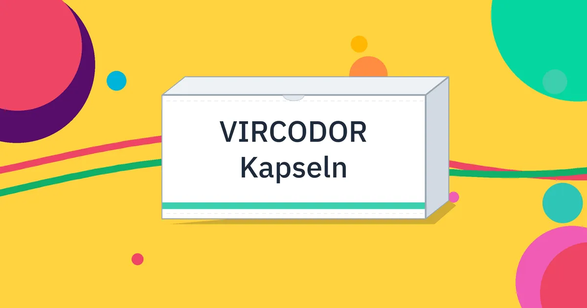 Symbolbild: Packung mit der Aufschrift VIRCODOR Kapseln (PZN 18502311) – Verfügbarkeit und Bezug in Apotheken in Frankfurt am Main