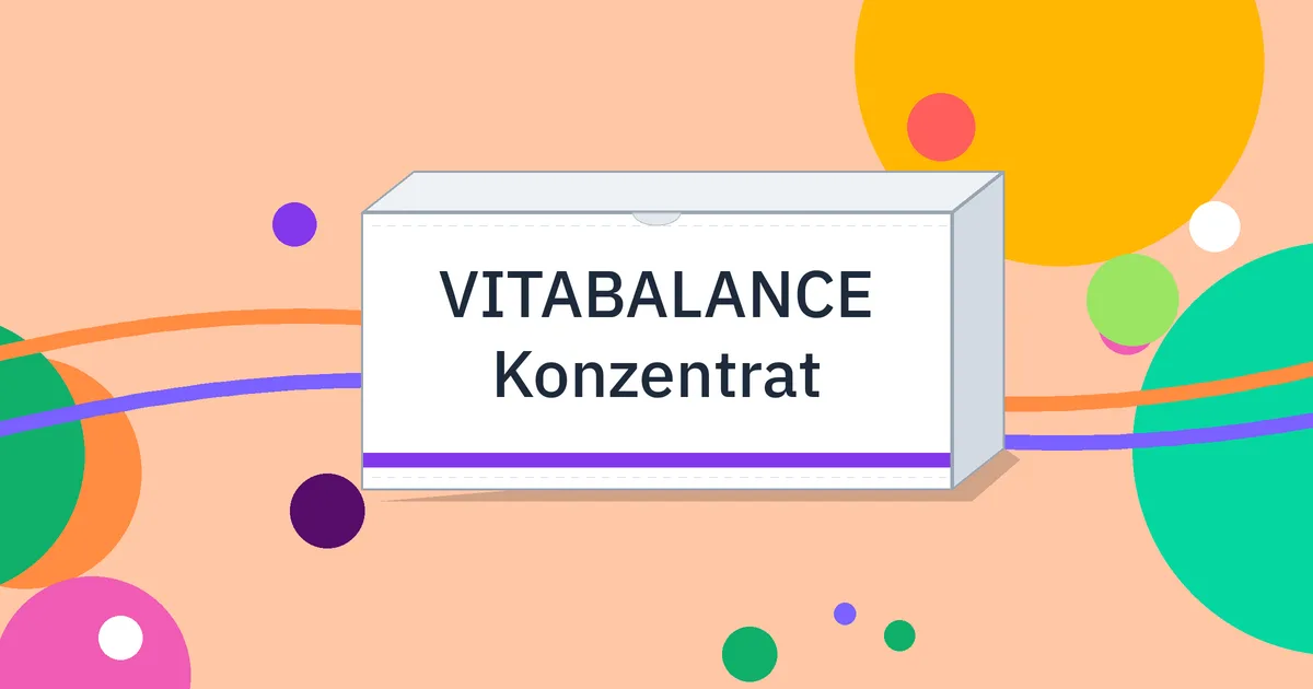 Symbolbild: Packung mit der Aufschrift VITABALANCE Konzentrat (PZN 20338385) – Verfügbarkeit und Bezug in Apotheken in Frankfurt am Main