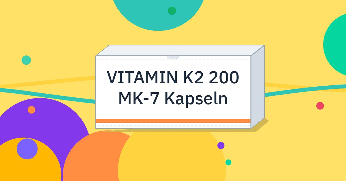 Symbolbild: Packung mit der Aufschrift VITAMIN K2 200 MK-7 Kapseln (PZN 18666314) – Verfügbarkeit und Bezug in Apotheken in Frankfurt am Main