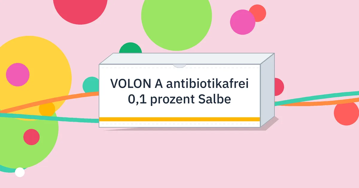 Symbolbild: Packung mit der Aufschrift VOLON A antibiotikafrei 0,1 prozent Salbe (PZN 01594906) – Verfügbarkeit und Bezug in Apotheken in Frankfurt am Main