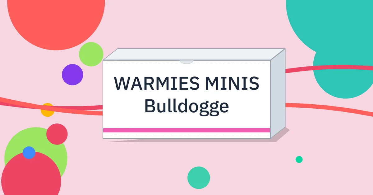 Symbolbild: Packung mit der Aufschrift WARMIES MINIS Bulldogge (PZN 18206676) – Verfügbarkeit und Bezug in Apotheken in Frankfurt am Main
