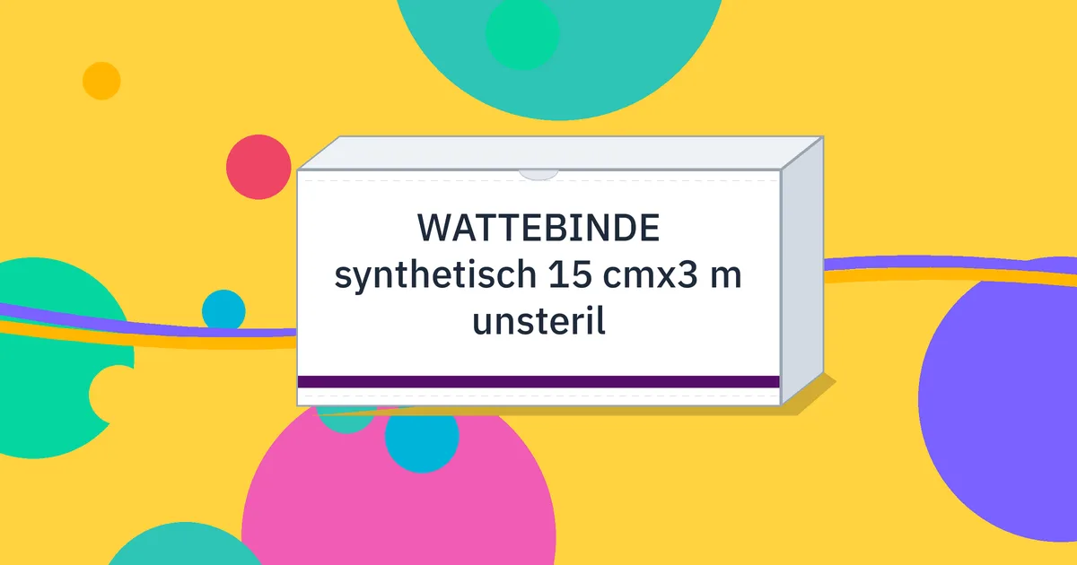 Symbolbild: Packung mit der Aufschrift WATTEBINDE synthetisch 15 cmx3 m unsteril (PZN 04016535) – Verfügbarkeit und Bezug in Apotheken in Frankfurt am Main