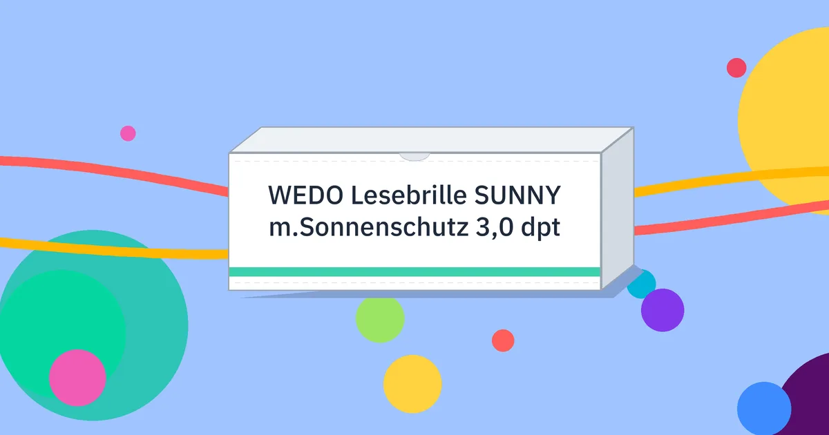 Symbolbild: Packung mit der Aufschrift WEDO Lesebrille SUNNY m.Sonnenschutz 3,0 dpt (PZN 11856187) – Verfügbarkeit und Bezug in Apotheken in Frankfurt am Main