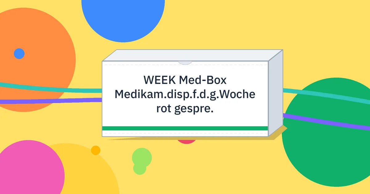 Symbolbild: Packung mit der Aufschrift WEEK Med-Box Medikam.disp.f.d.g.Woche rot gespre. (PZN 00222195) – Verfügbarkeit und Bezug in Apotheken in Frankfurt am Main
