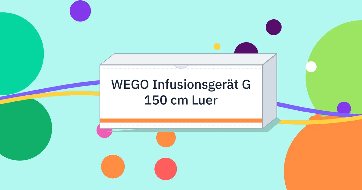 Symbolbild: Packung mit der Aufschrift WEGO Infusionsgerät G 150 cm Luer (PZN 18860045) – Verfügbarkeit und Bezug in Apotheken in Frankfurt am Main