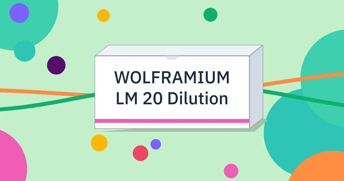 Symbolbild: Packung mit der Aufschrift WOLFRAMIUM LM 20 Dilution (PZN 13280828) – Verfügbarkeit und Bezug in Apotheken in Frankfurt am Main