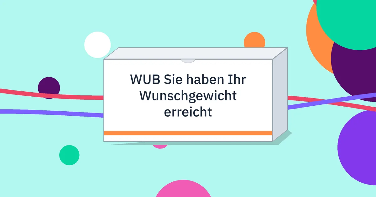 Symbolbild: Packung mit der Aufschrift WUB Sie haben Ihr Wunschgewicht erreicht (PZN 19647448) – Verfügbarkeit und Bezug in Apotheken in Frankfurt am Main