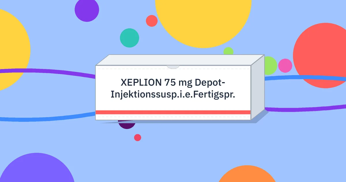Symbolbild: Packung mit der Aufschrift XEPLION 75 mg Depot-Injektionssusp.i.e.Fertigspr. (PZN 16232089) – Verfügbarkeit und Bezug in Apotheken in Frankfurt am Main