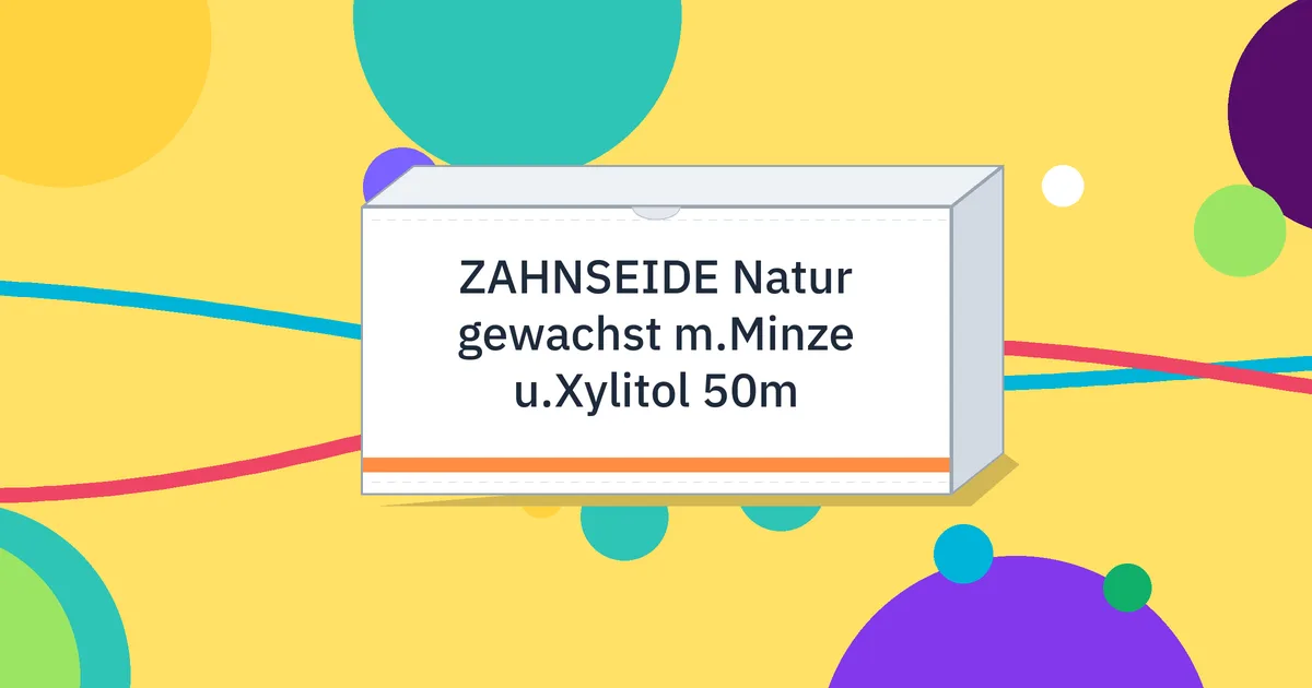 Symbolbild: Packung mit der Aufschrift ZAHNSEIDE Natur gewachst m.Minze u.Xylitol 50m (PZN 04051017) – Verfügbarkeit und Bezug in Apotheken in Frankfurt am Main